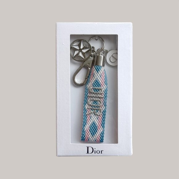 Dior | Accessories | Dior Keychain Bag Charm Blue Pink White Canvas W 3 ...